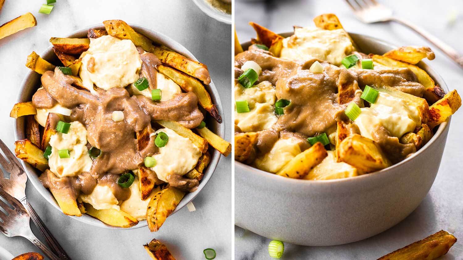 Vegan Cheesy Poutine Fries With Mushroom Gravy